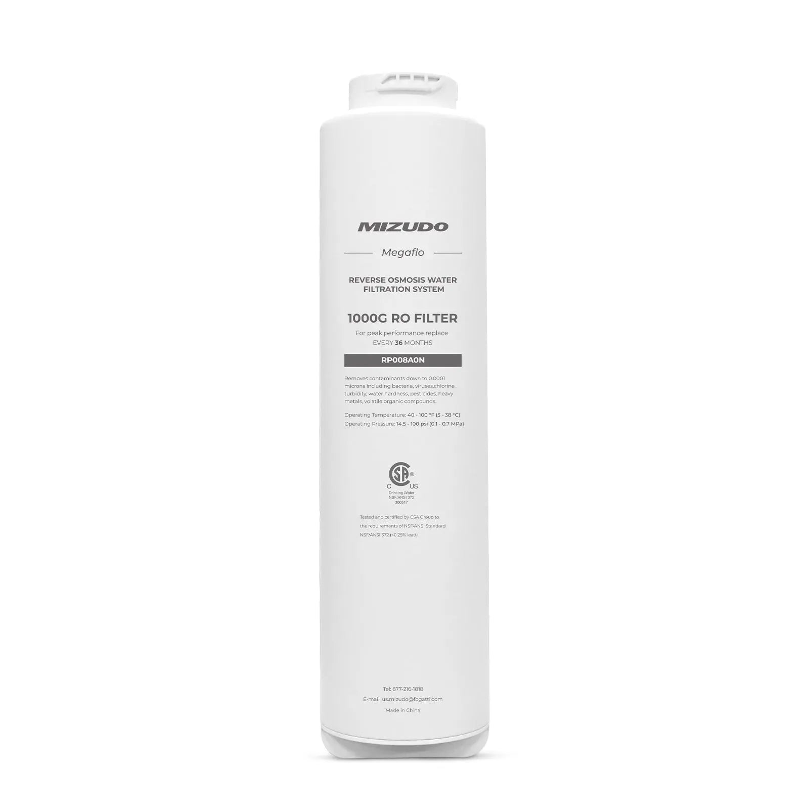 1000GPD RO Filter, Replacement for MIZUDO Megaflo 1000GPD Reverse Osmo